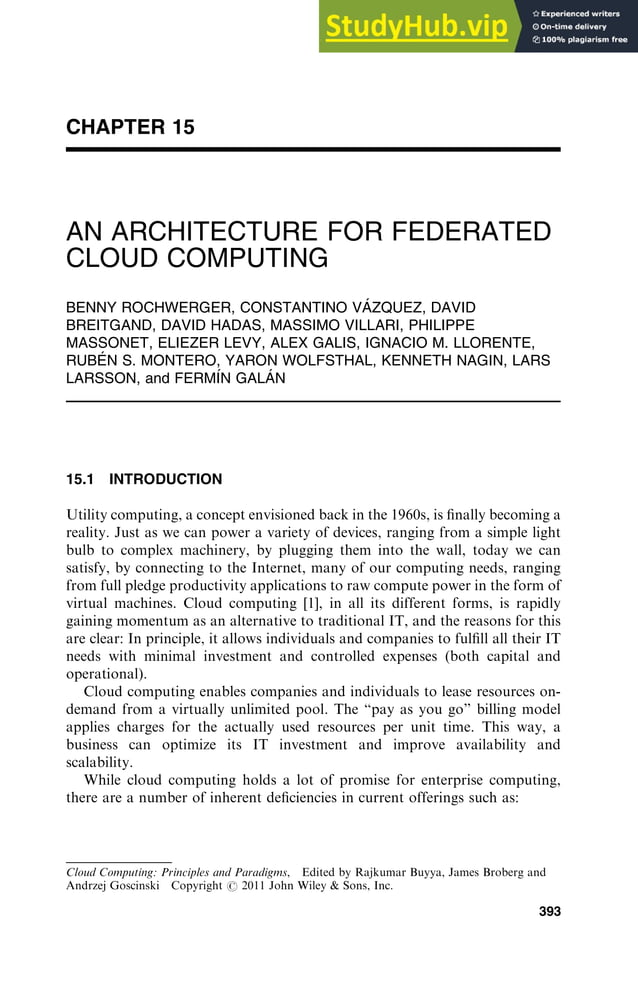 An Architecture For Federated Cloud Computing | PDF | Cloud Computing | Internet