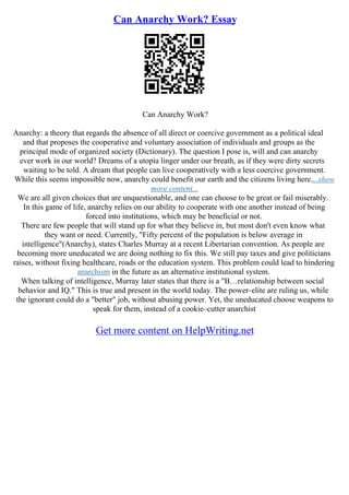 Anarchy Essay | PDF