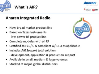Anaren AIR Low-Power RF Modules | PPT