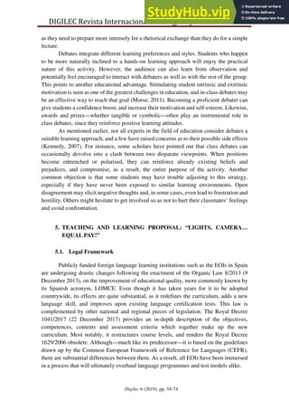 AN ARGUMENT FOR ARGUING DEBATES AS A TEACHING AND LEARNING RESOURCE IN ...