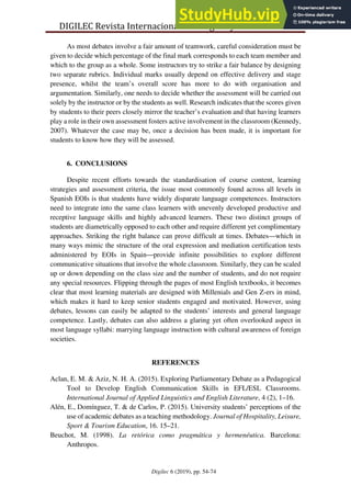 AN ARGUMENT FOR ARGUING DEBATES AS A TEACHING AND LEARNING RESOURCE IN ...