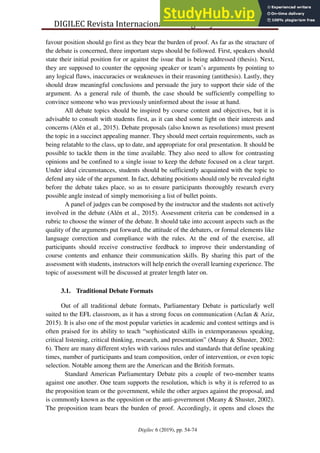 AN ARGUMENT FOR ARGUING DEBATES AS A TEACHING AND LEARNING RESOURCE IN ...