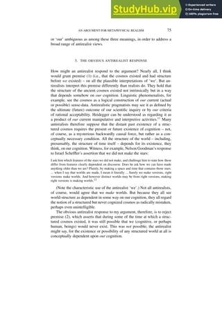 An Argument For Metaphysical Realism | PDF