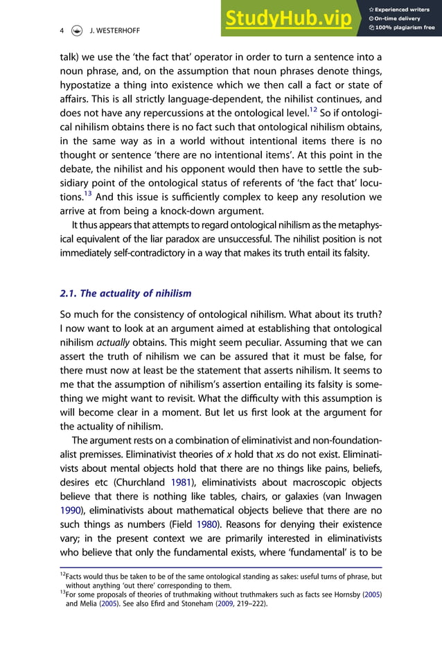 An Argument For Ontological Nihilism | PDF