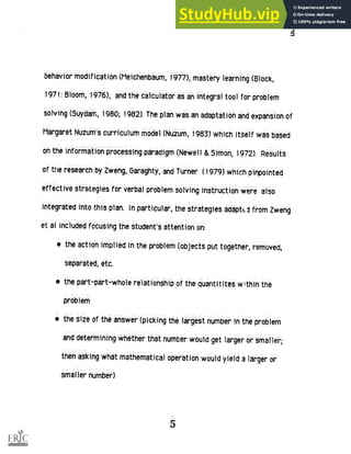 An Arithmetic Verbal Problem Solving Model For Learning Disabled ...