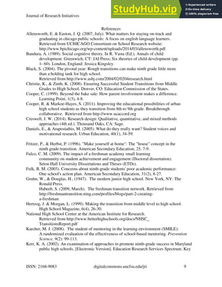 A Narrative Study On High School Transition Programs And Student Attendance In Rural North ...