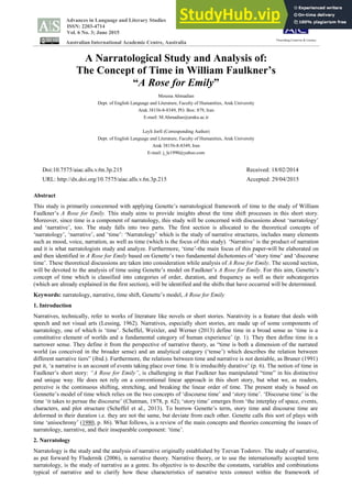 A Narratological Study And Analysis Of The Concept Of Time In William ...