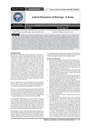 Judicial Separation of Marriage- An article by mary mj and dr. shivappa ...