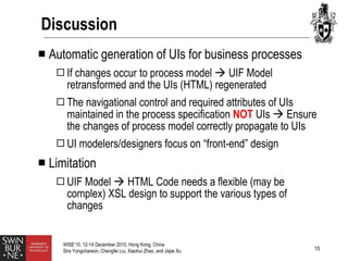 An artifact centric approach to generating web-based business process driven user interfaces | PPT