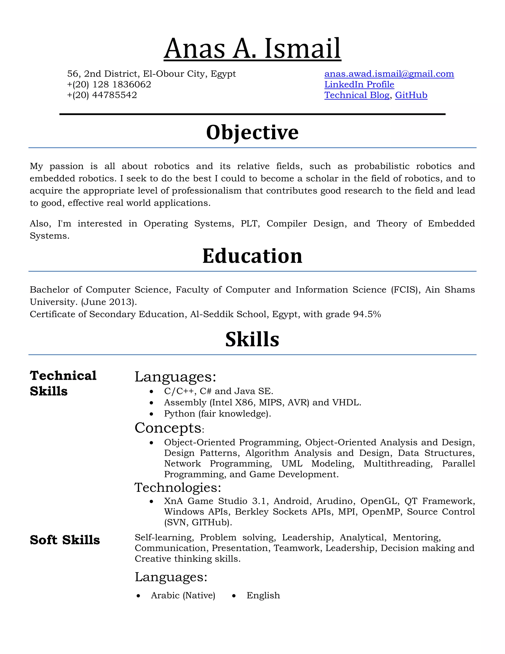 [Anas A. Ismail][Resume] | PDF