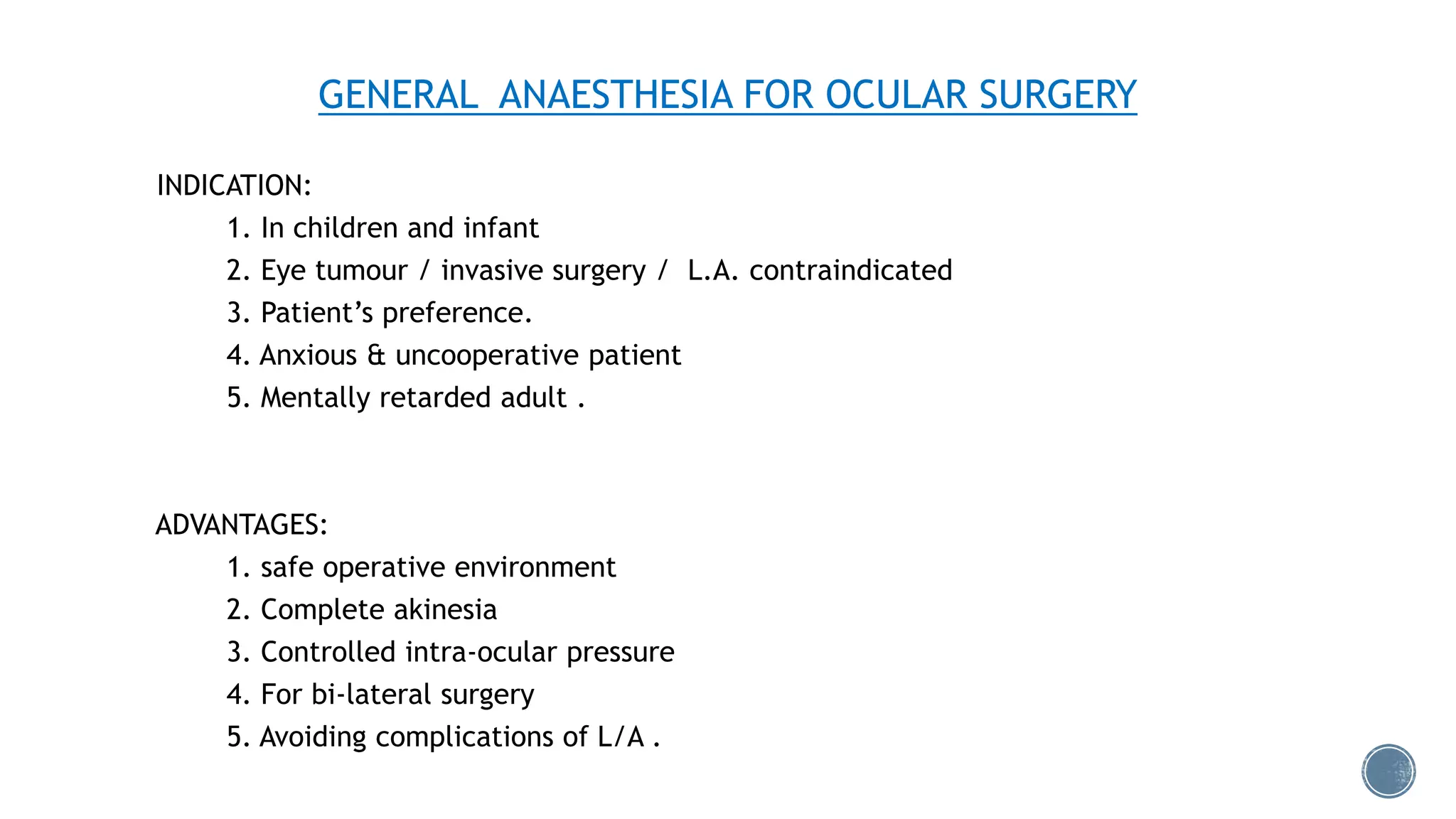 Anasesthesia for ophthalmic surgery | PPTX