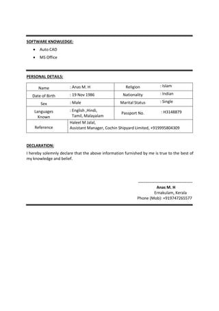 Anas M H Mechanical Piping Engineer 2016 | PDF