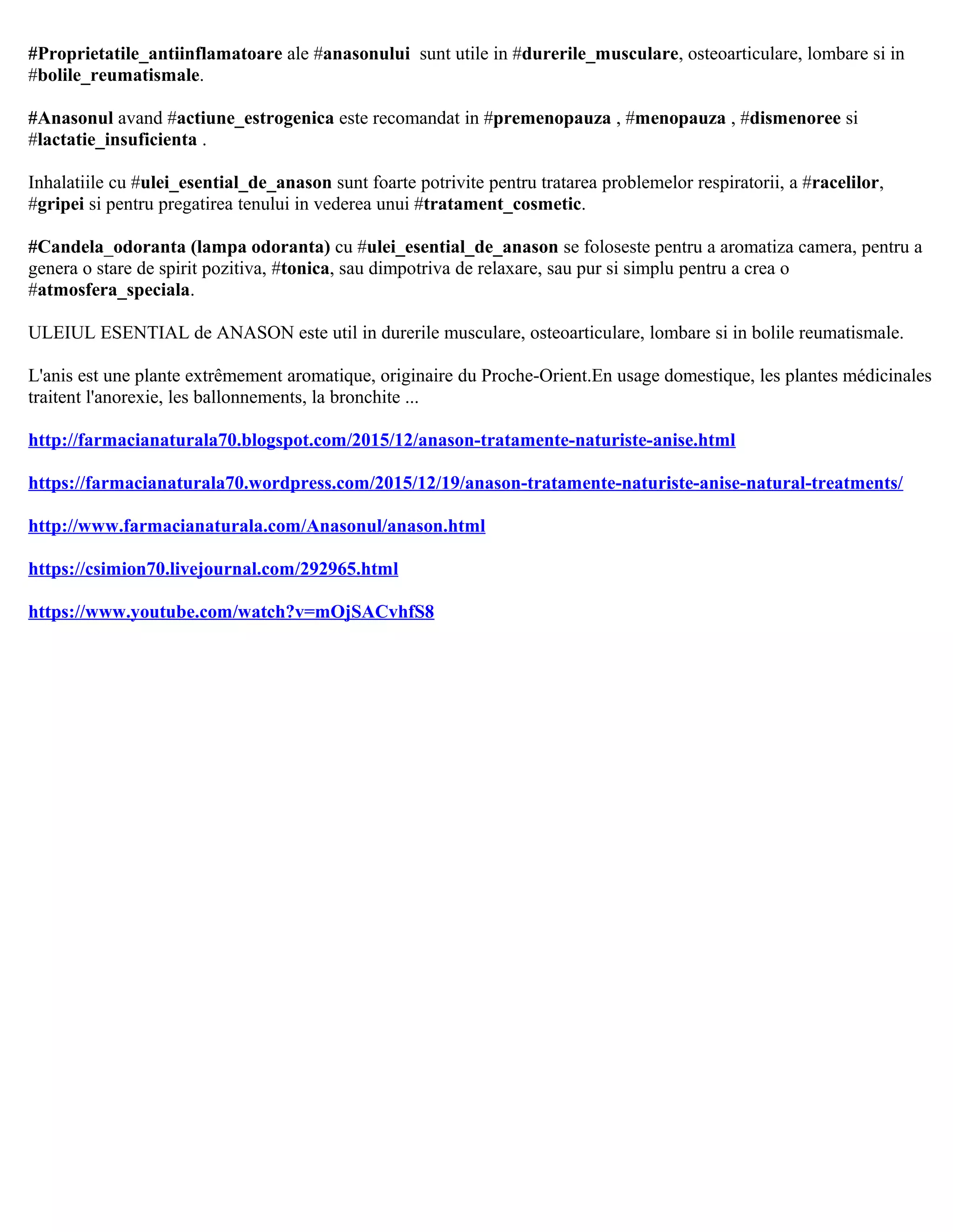 Anason planta medicinala | DOC