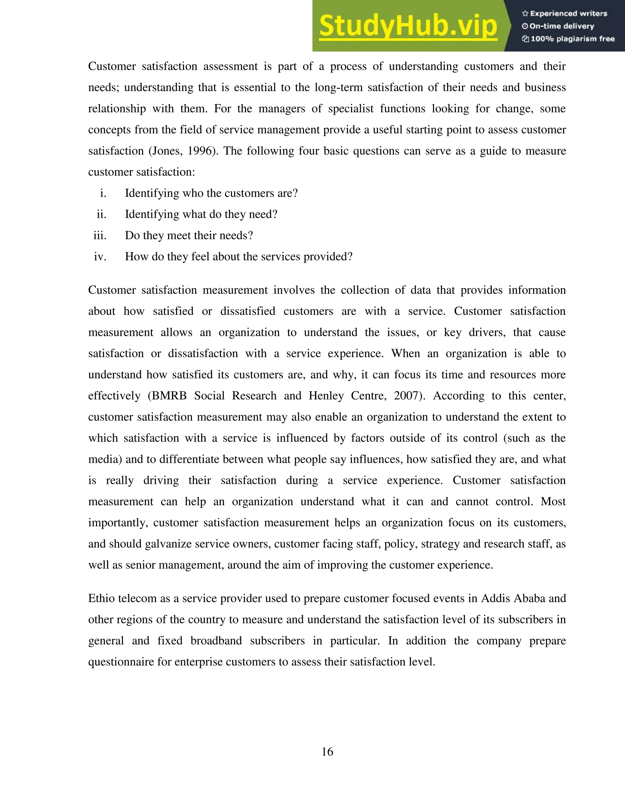 AN ASSESSMENT OF FIXED BROADBAND INTERNET CUSTOMER SATISFACTION IN ETHIO TELECOM THE CASE OF ...
