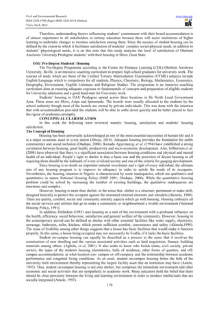 An assessment of housing satisfaction among | PDF