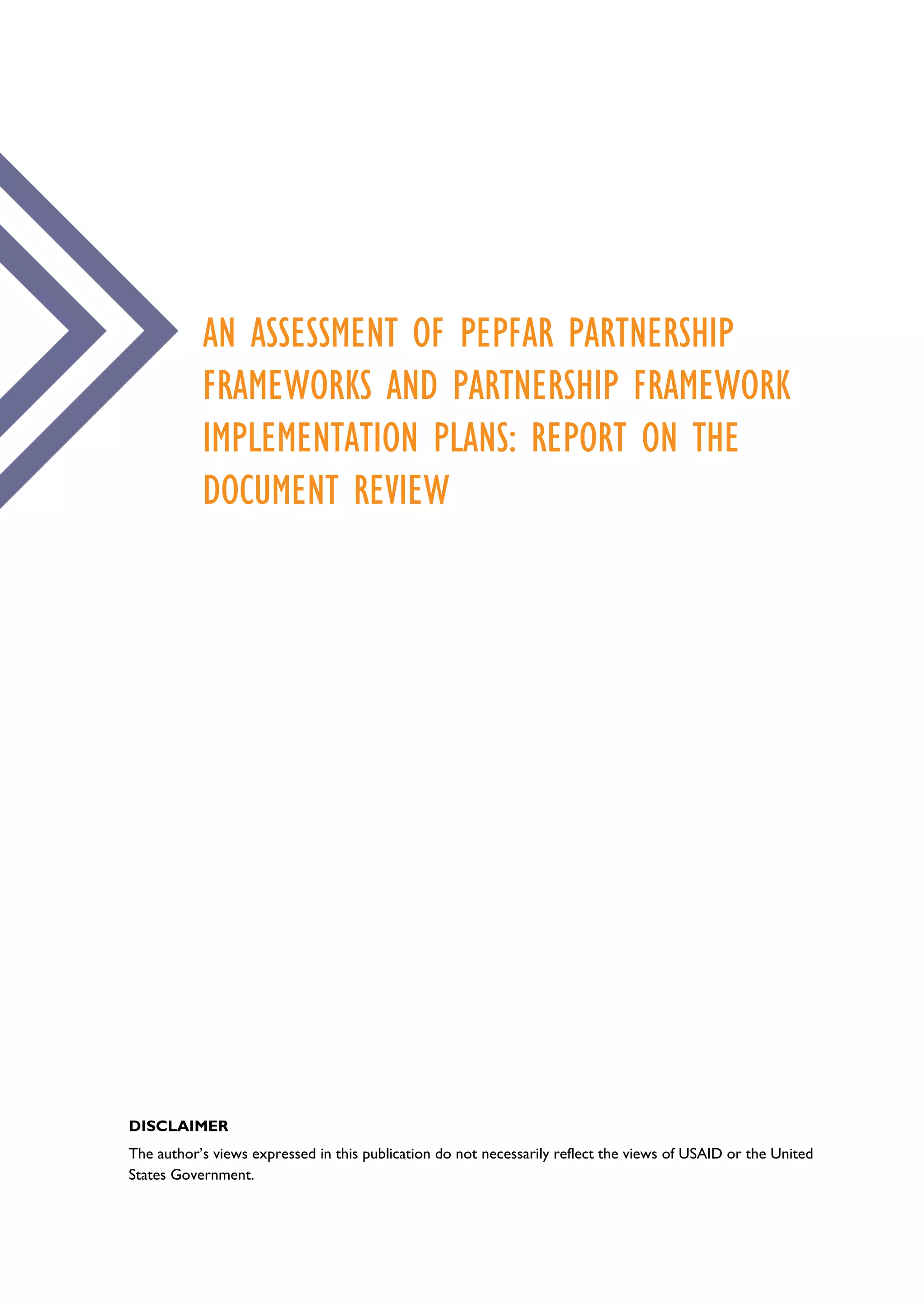 An Assessment of PEPFAR partnership frameworks and Partnership ...