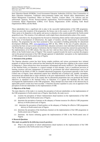 An assessment of stakeholders’ perception of the implementation of universal basic education in ...