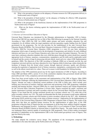 An assessment of stakeholders’ perception of the implementation of universal basic education in ...