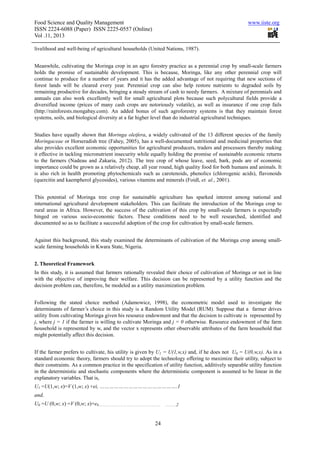 An assessment of the determinants of moringa cultivation among small ...