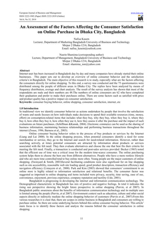 An assessment of the factors affecting the consumer satisfaction on online purchase in dhaka ...