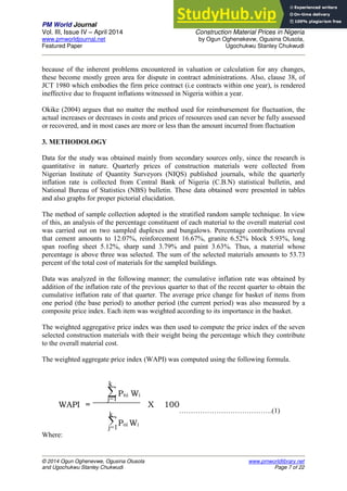 AN ASSESSMENT OF THE IMPACT OF INFLATION ON CONSTRUCTION MATERIAL ...