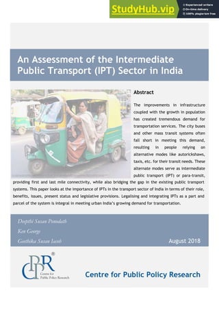 An Assessment Of The Intermediate Public Transport (IPT) Sector In ...