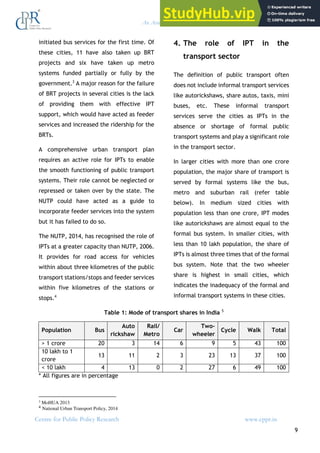 An Assessment Of The Intermediate Public Transport (IPT) Sector In ...
