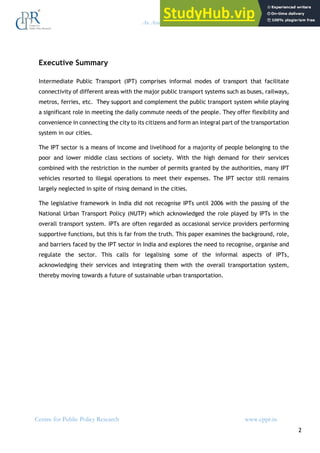 An Assessment Of The Intermediate Public Transport (IPT) Sector In ...