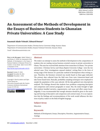 An Assessment Of The Methods Of Development In The Essays Of Business ...