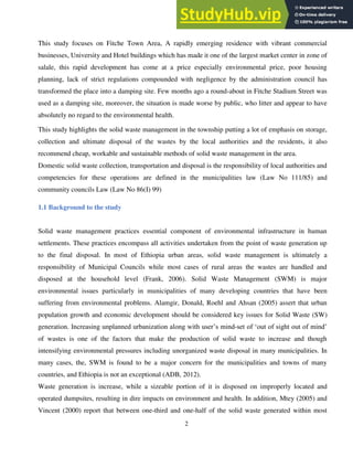 AN ASSESSMENT SOLID WASTE MANAGEMENT PRACTICES CASE STUDY OF FITCHE ...