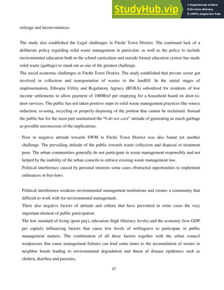 AN ASSESSMENT SOLID WASTE MANAGEMENT PRACTICES CASE STUDY OF FITCHE ...