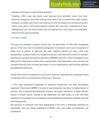AN ASSESSMENT SOLID WASTE MANAGEMENT PRACTICES CASE STUDY OF FITCHE ...