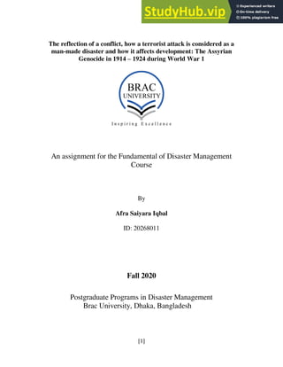 An Assignment For The Fundamental Of Disaster Management Course | PDF