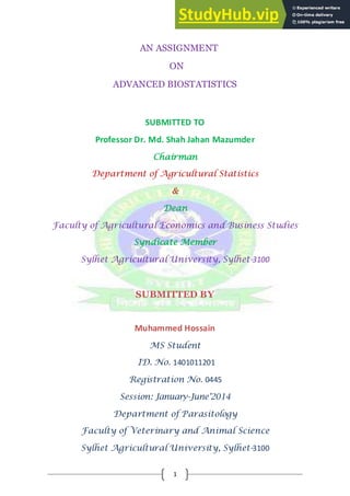 An Assignment On Advanced Biostatistics | PDF