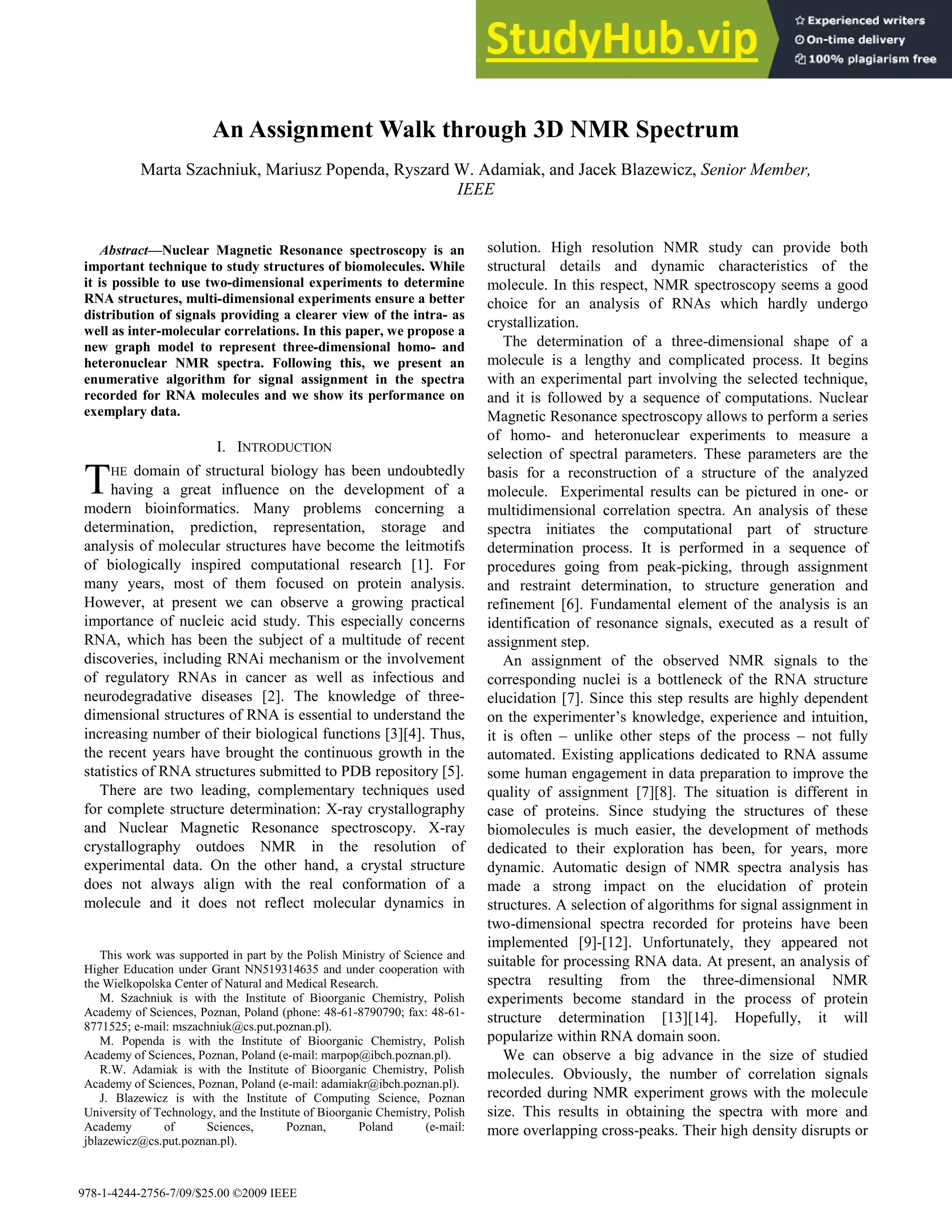 An Assignment Walk Through 3D NMR Spectrum | PDF