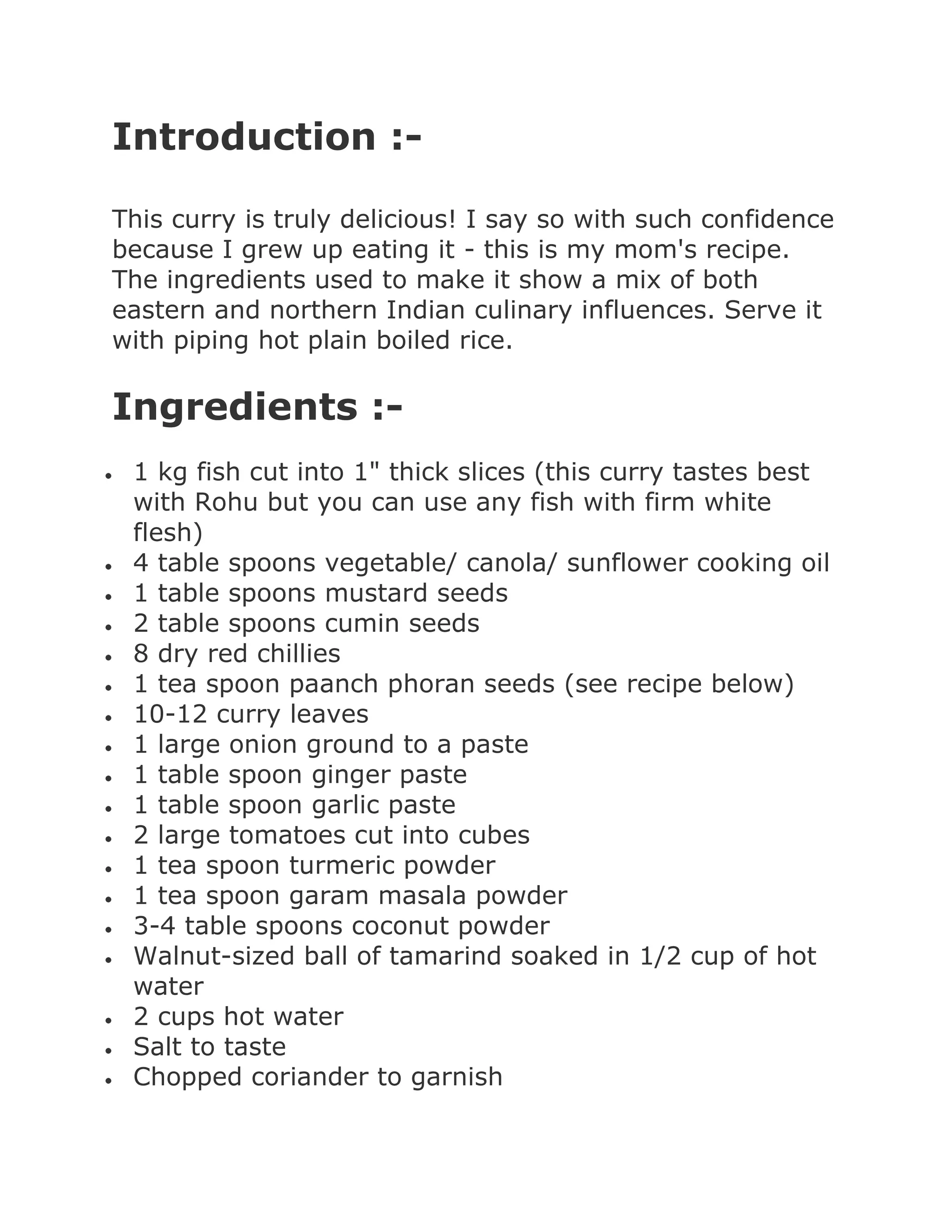 An assingment fish recipe | DOCX