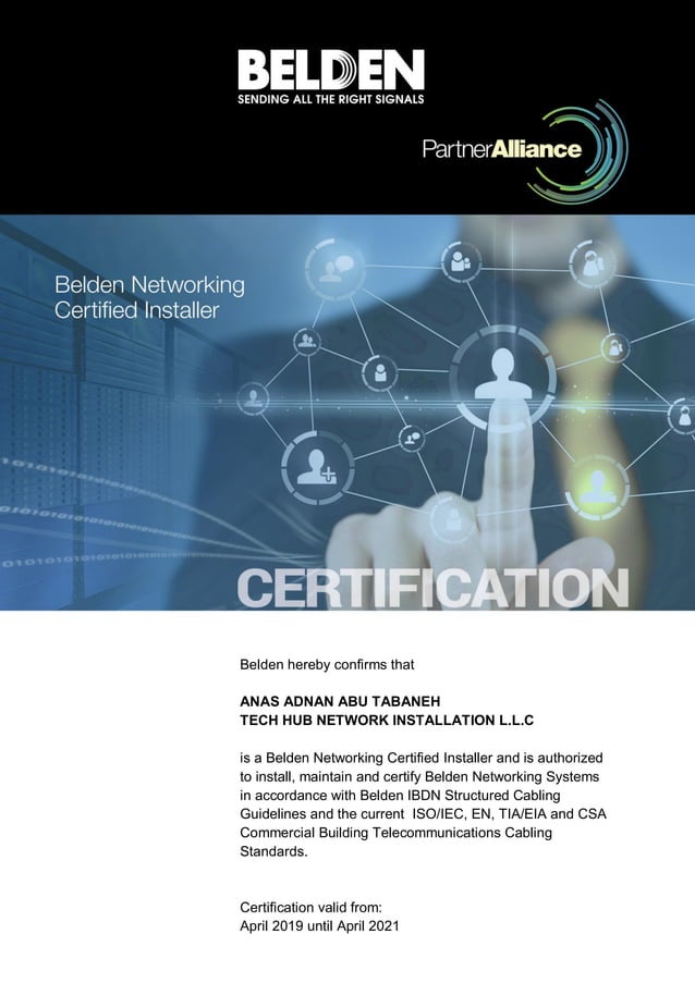 BELDEN installer Certificate | PDF