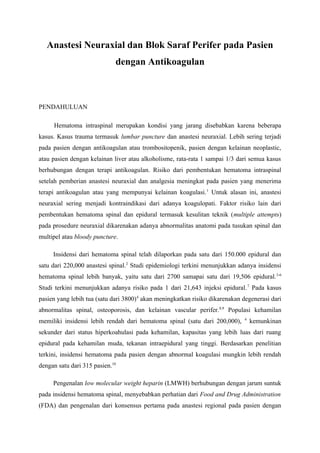 Anastesi Neuraxial dan Blok Saraf Perifer pada Pasien dengan ...