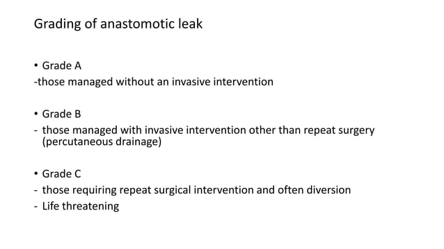 Anastomotic leak.pptx | Digestive Disorders | Diseases and Conditions