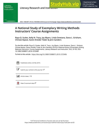 A National Study Of Exemplary Writing Methods Instructors Course ...
