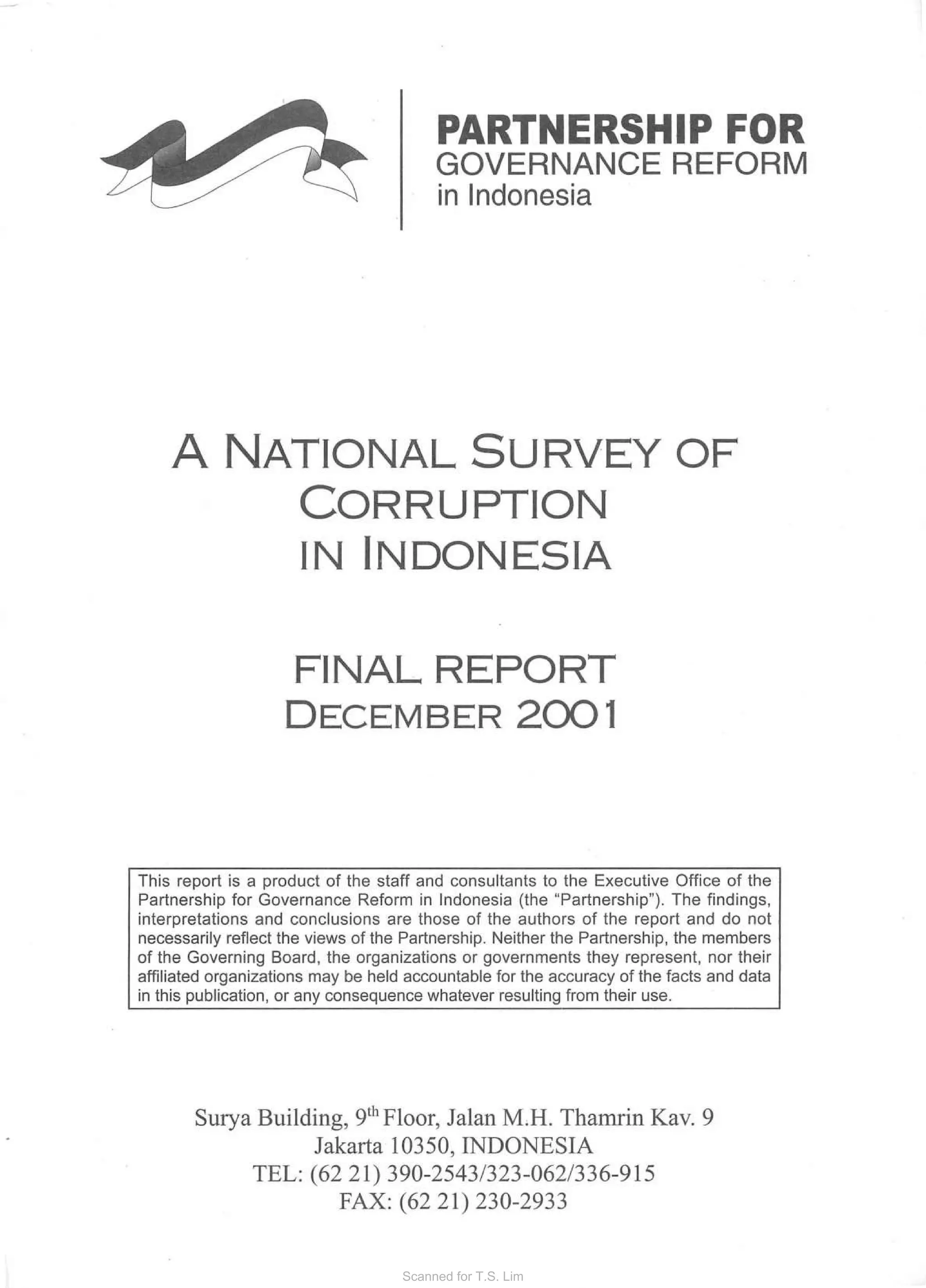 A National Survey of Corruption in Indonesia: Final Report | PDF