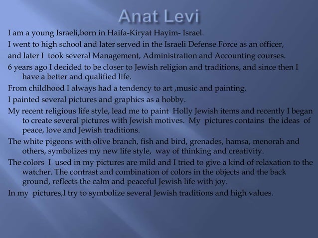 Anat Levi Israeli artist | PPTX | Judaism | Religion & Spirituality