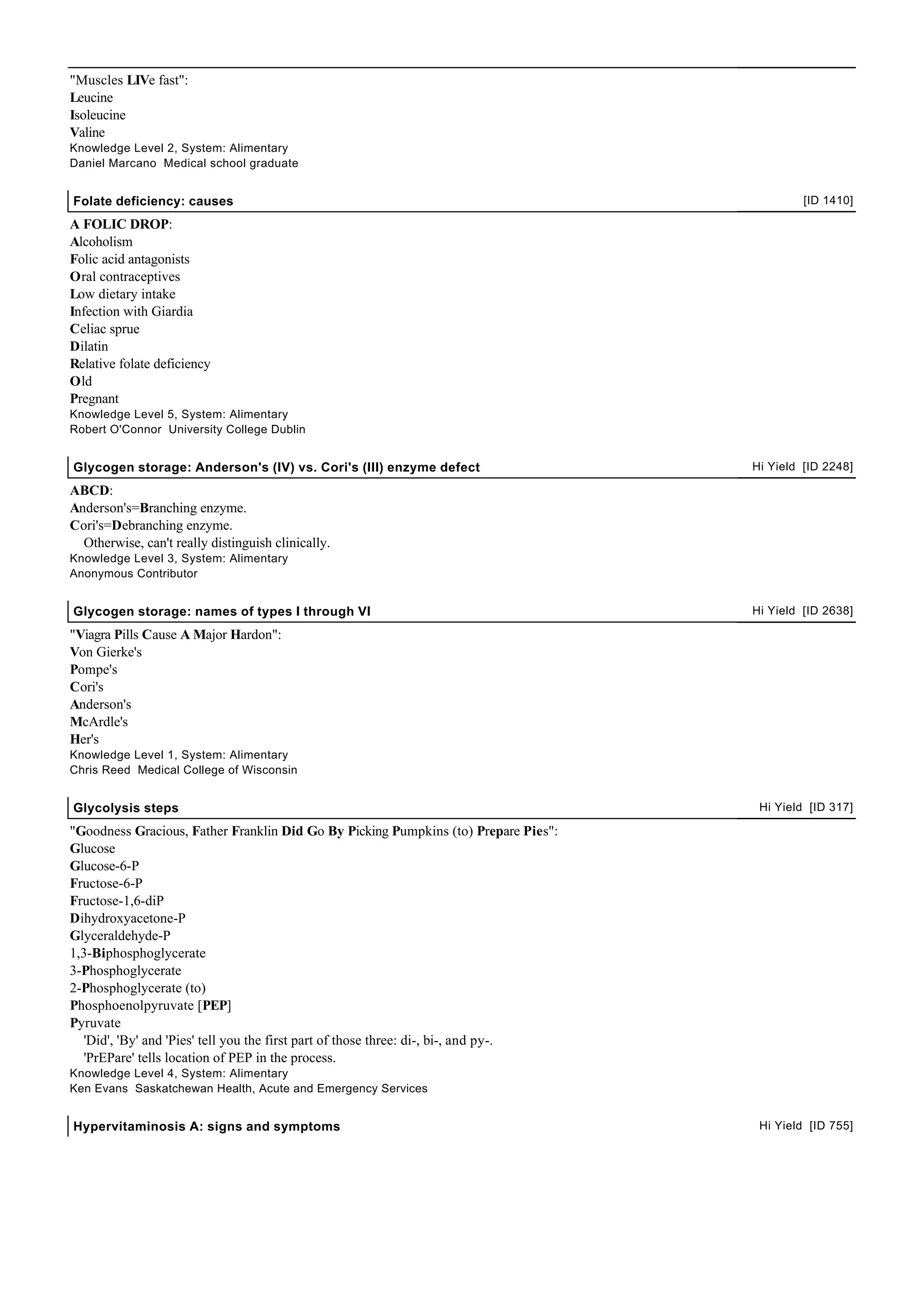 Anatomy mnemonics | PDF
