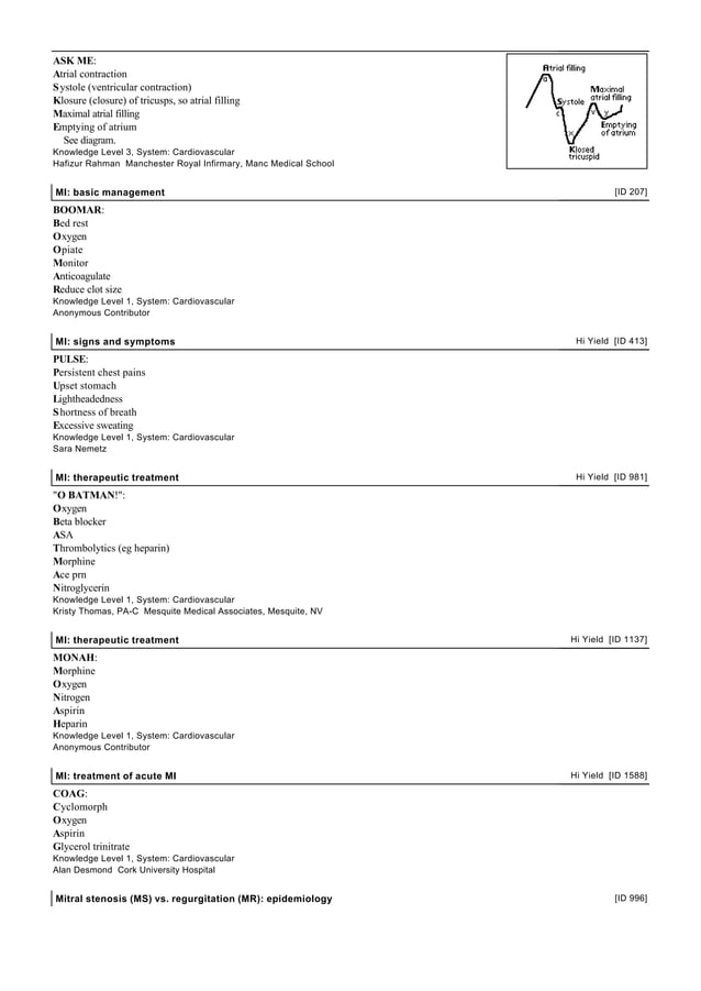 Anatomy mnemonics | PDF