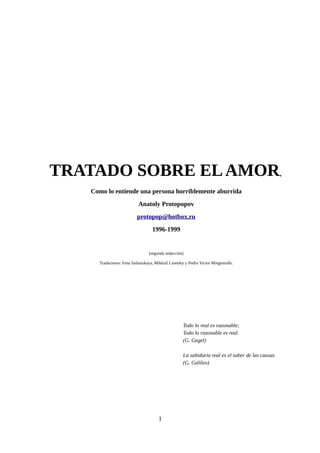 Anatoly protopopov - etología humana - tratado sobre el amor | PDF