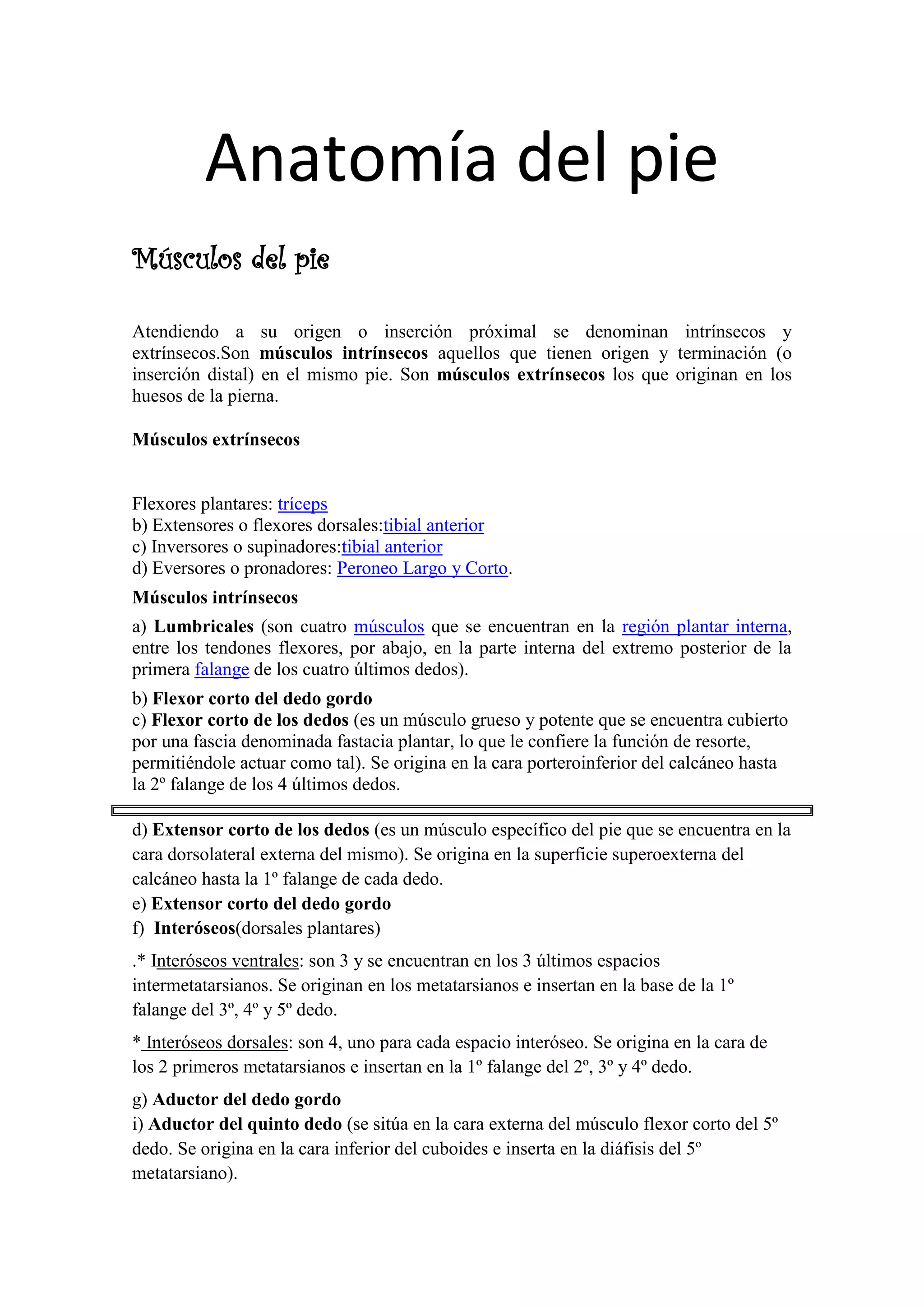 Anatomía del pie | PDF