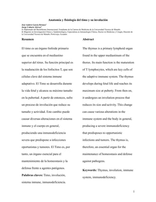 Anatomía y fisiología del timo y su involución | PDF | Thyroid ...