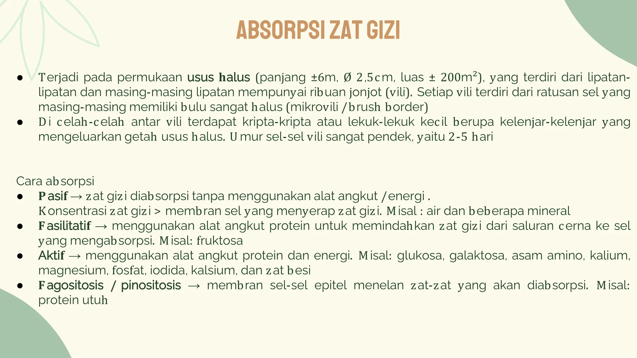 PENYERAPAN ZAT GIZI ( Anatomi-Fisiologi ) | PPTX