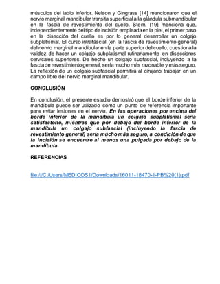 ANATOMIA QUIRURGICA DE LA RAMA MARGINAL MANDIBULAR DEL NERVIO FACIAL | DOCX