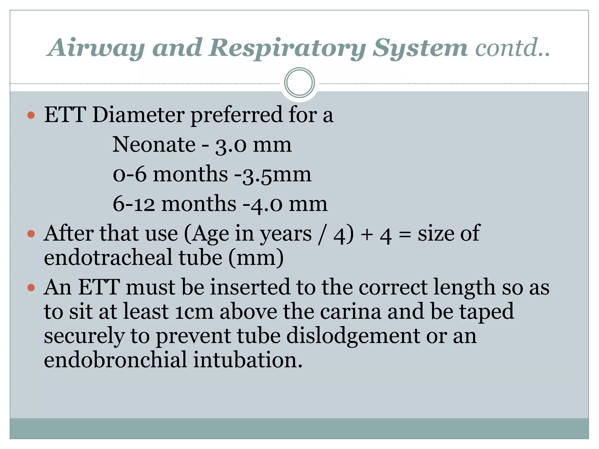 Anatomical and physiological differences between an adult and neonates ...
